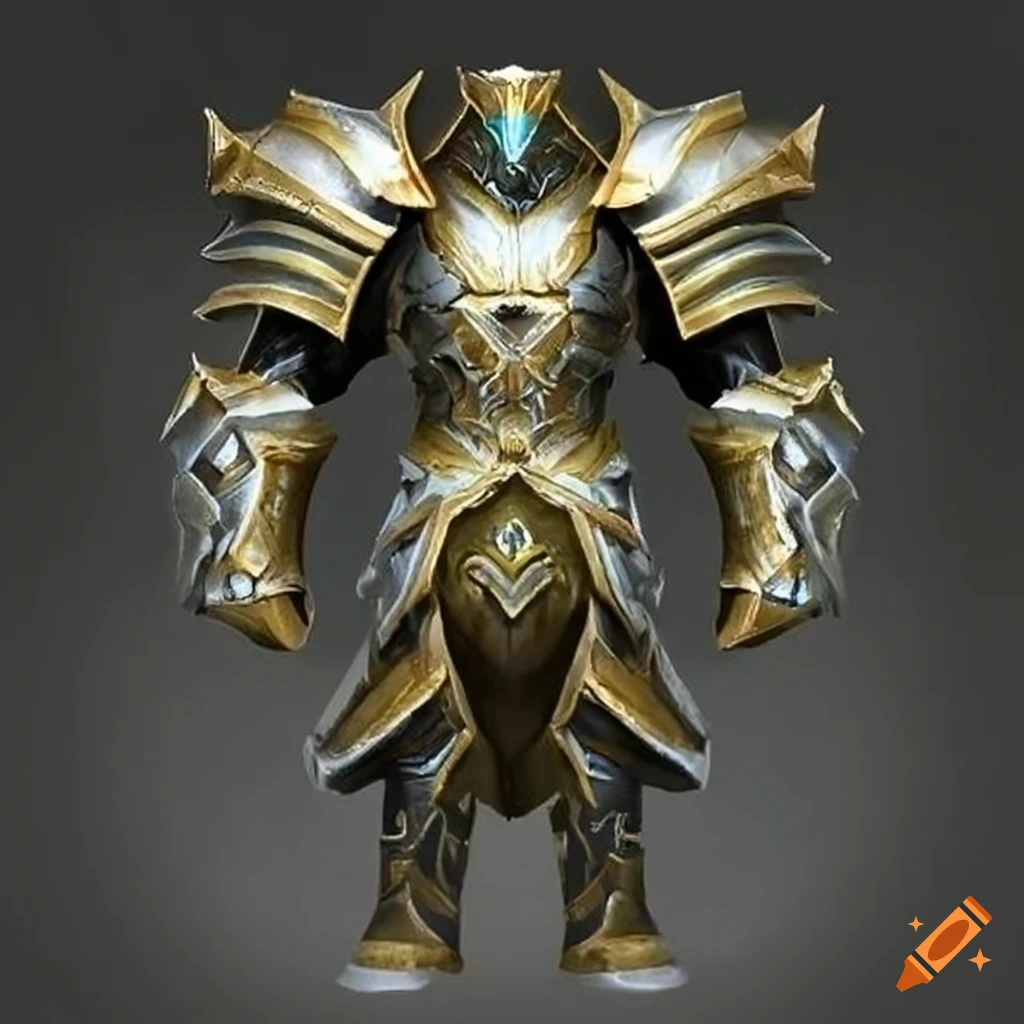 Front view of exalted magic armor on Craiyon