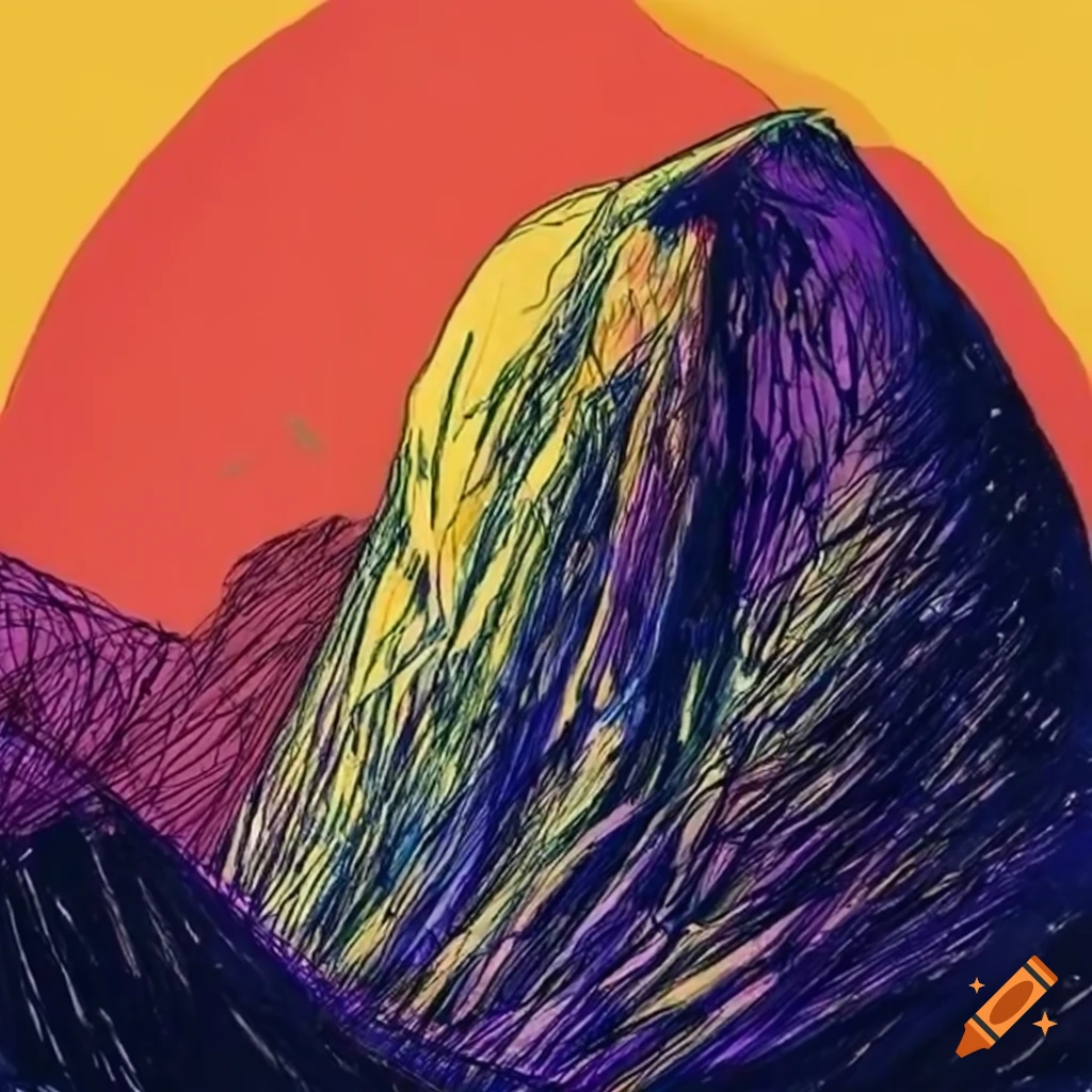 Scribble drawing of Half Dome mountain in Yosemite on Craiyon