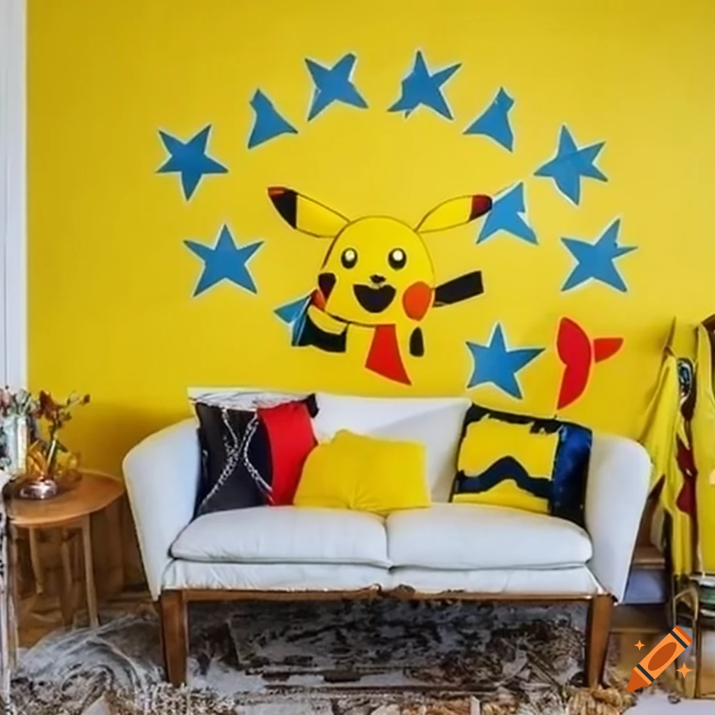 Eye-catching pikachu-themed living room decor on Craiyon
