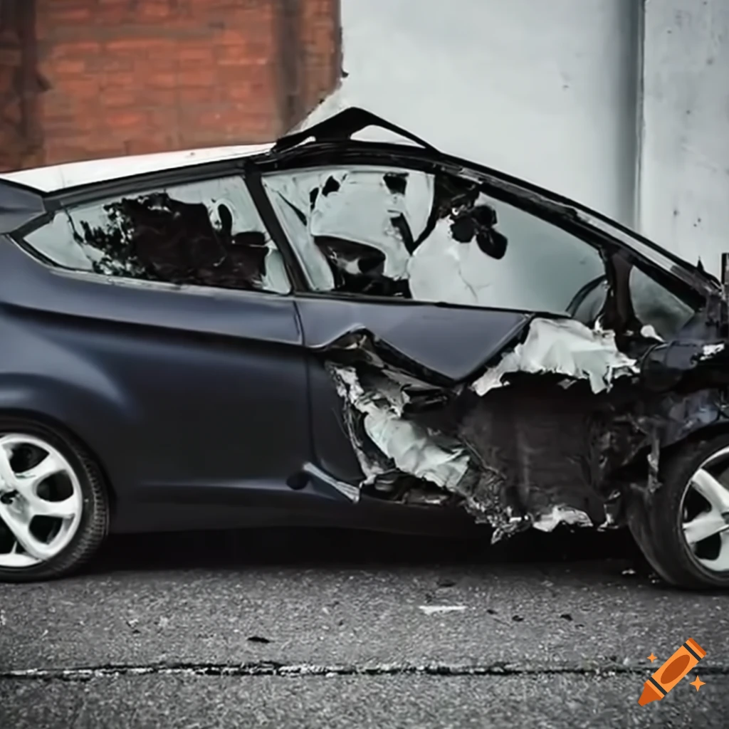 Damaged ford fiesta in a minor crash on Craiyon