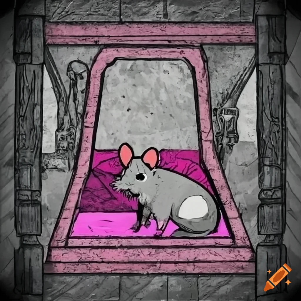 Rat inside a grunge monochrome street coffin on Craiyon