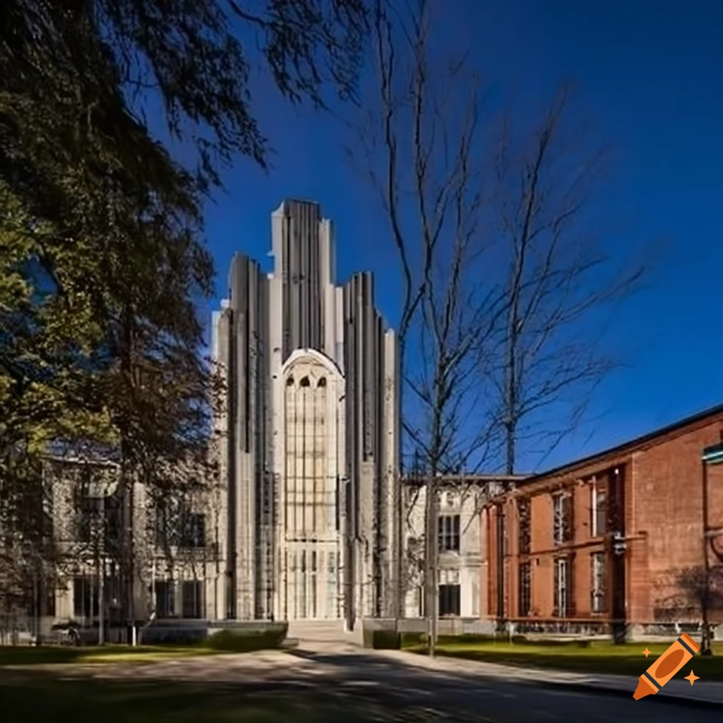 Modern high-tech art deco college campus on Craiyon