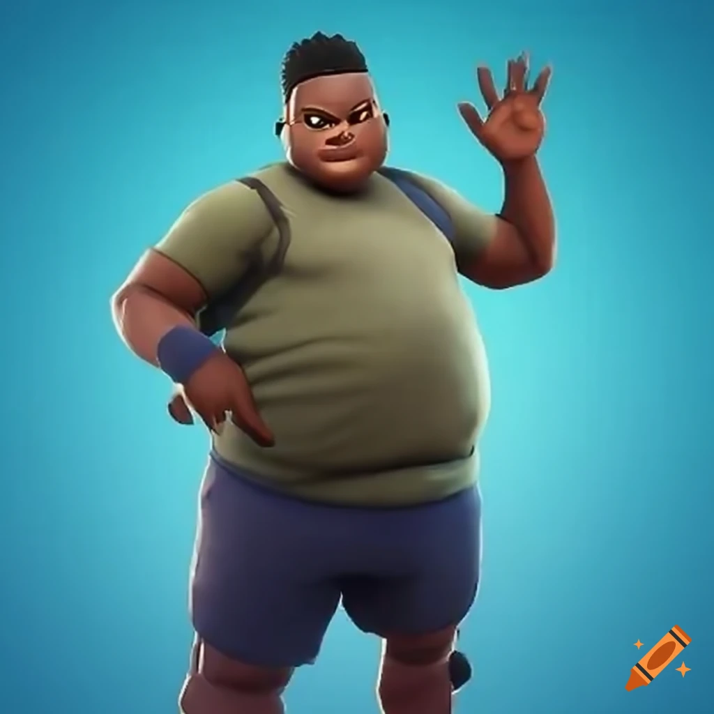 Overweight african american boy in fortnite style on Craiyon