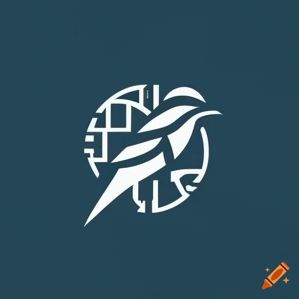 Minimalist geometric crow logo design in black and white on Craiyon