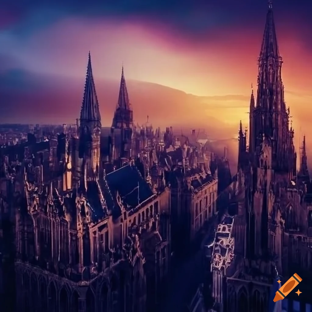 Bustling gothic cityscape in a stunning metropolis on Craiyon