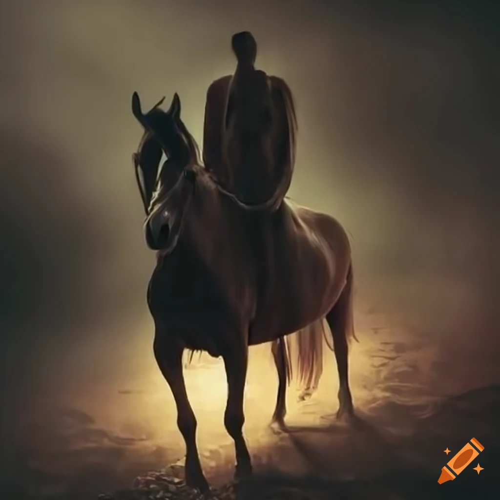 Spooky man on a horse on Craiyon