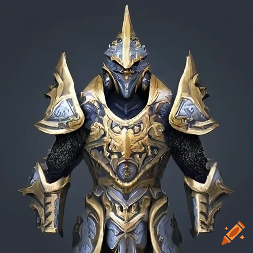 Exalted magic armor frontal view on Craiyon