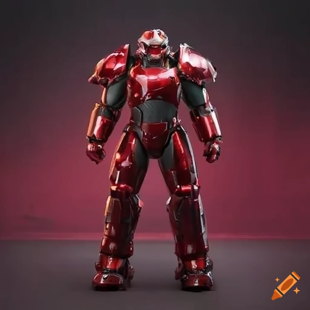 Full body red crystal power armor on Craiyon