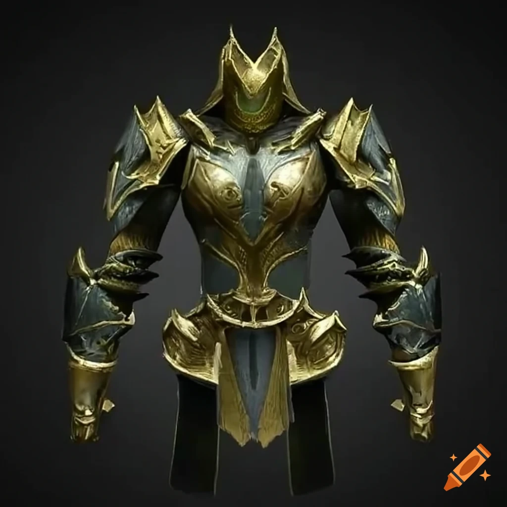 Front view of exalted magic armor on Craiyon