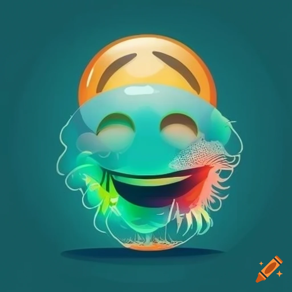 Flat design scene with a clutter of translucent emoticon stickers and ...