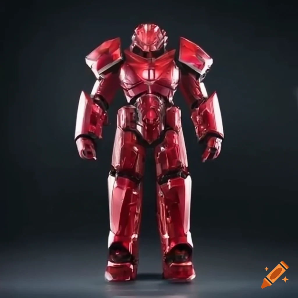 Full body power armor made of red crystals with jet pack turbines on ...