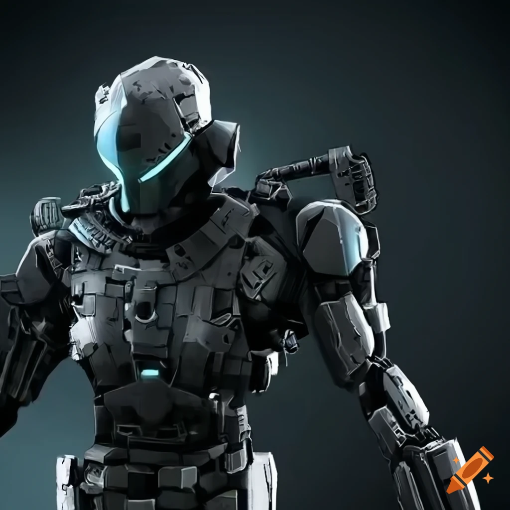 Black stealth combat robot soldier with angular design on Craiyon