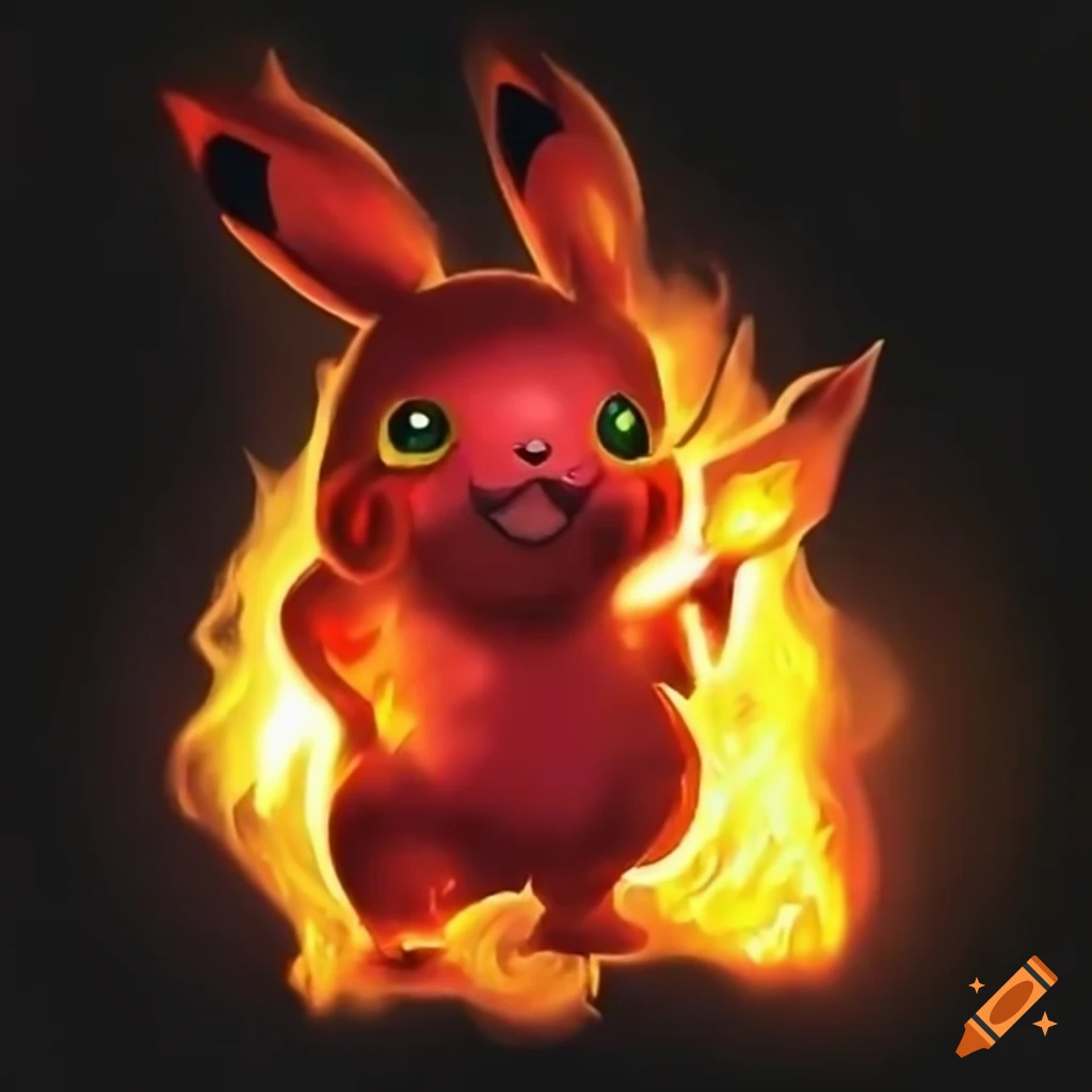 Adorable demonic pikachu engulfed in flames on Craiyon
