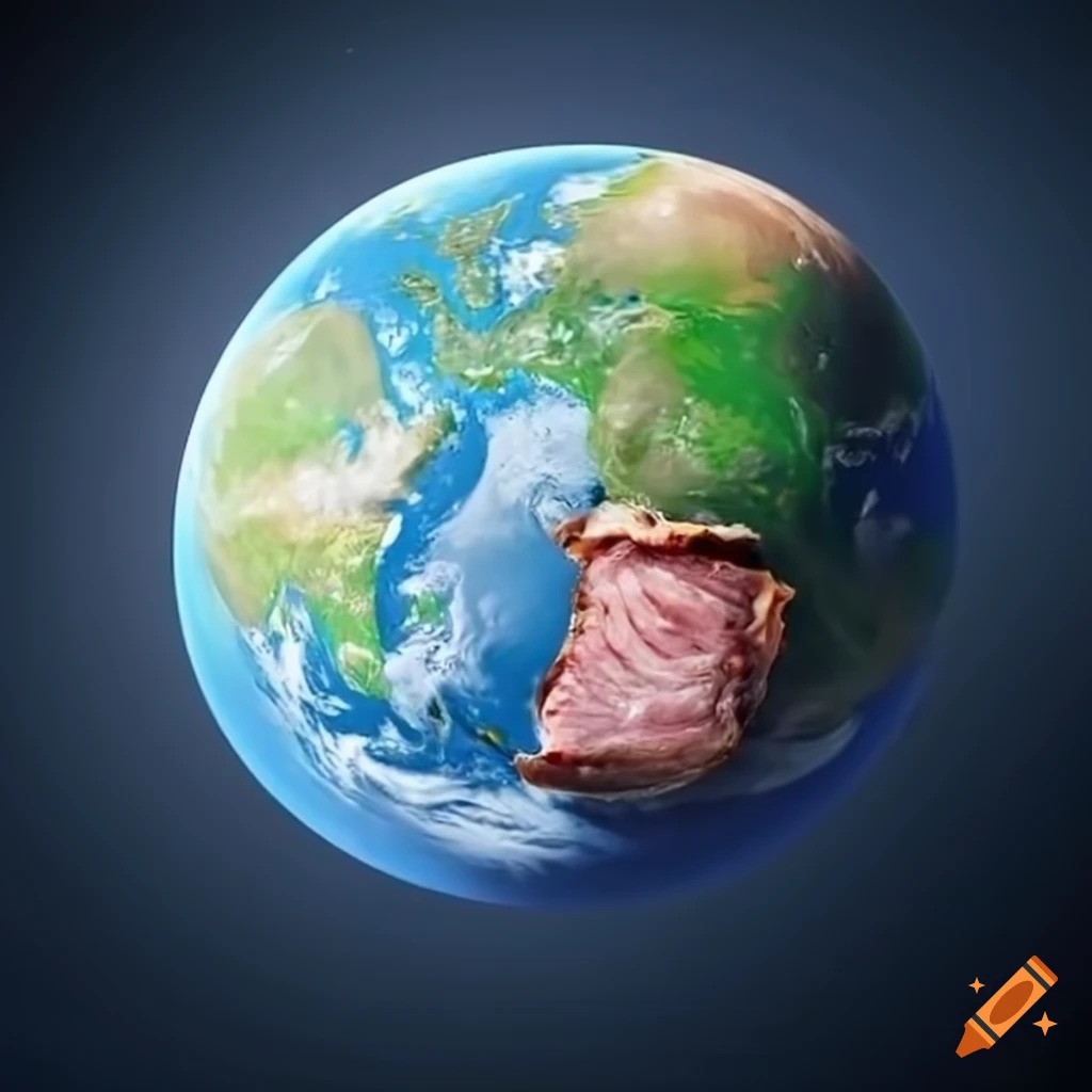 Earth with a smoked meat as a moon on Craiyon