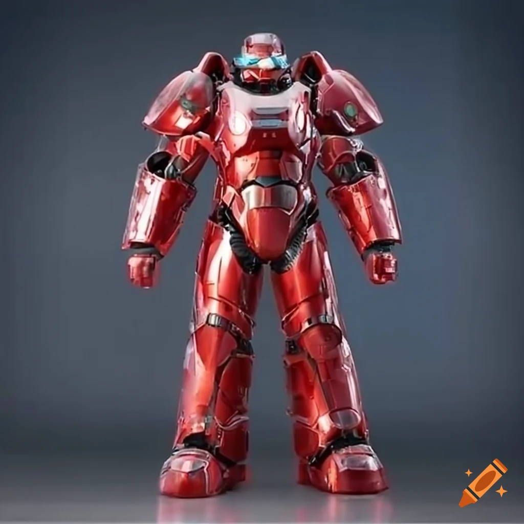 Red crystal power armor with jet pack turbines on Craiyon