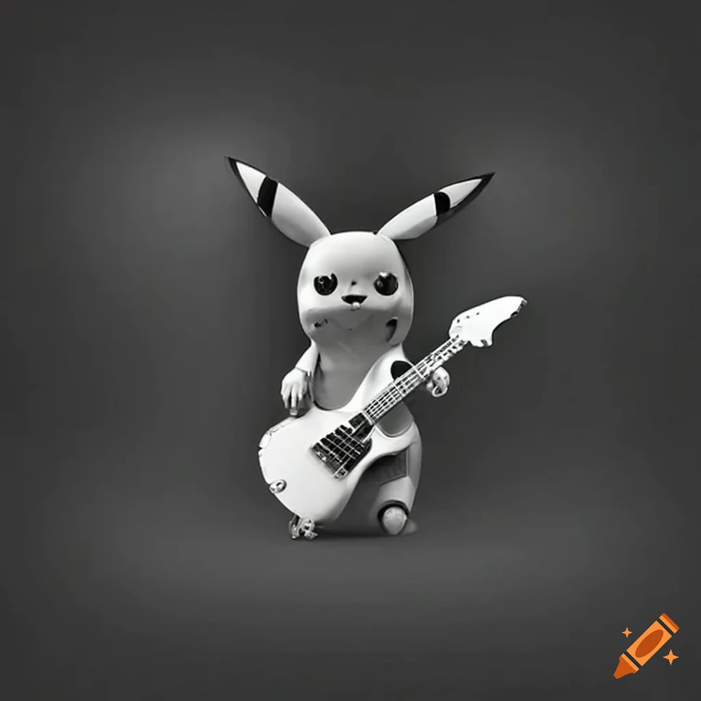 Pikachu playing an electric guitar on stage on Craiyon