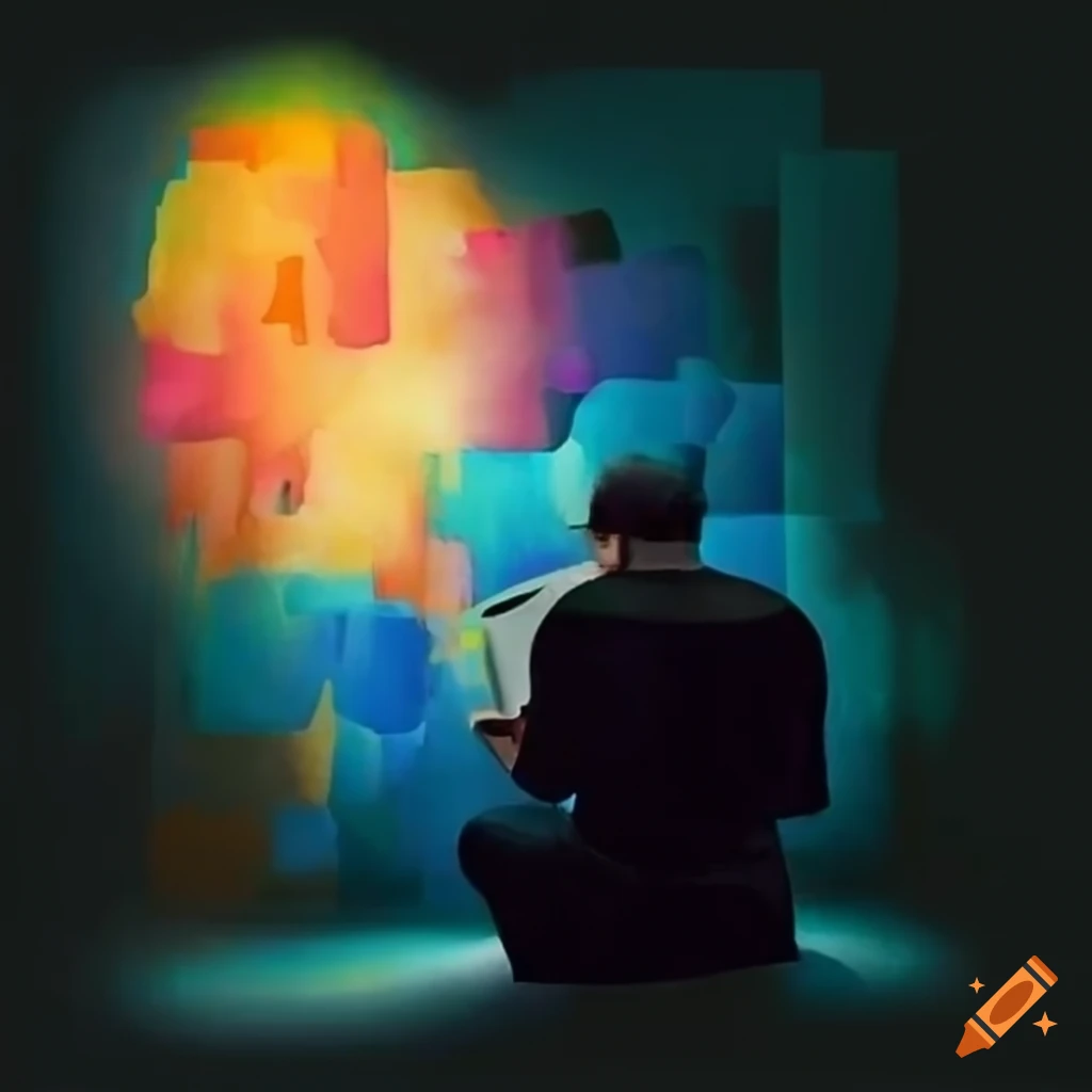Abstract art of a man reading a playbook on Craiyon