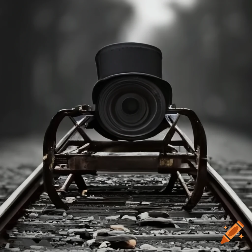 Camera cart on railroad tracks on Craiyon