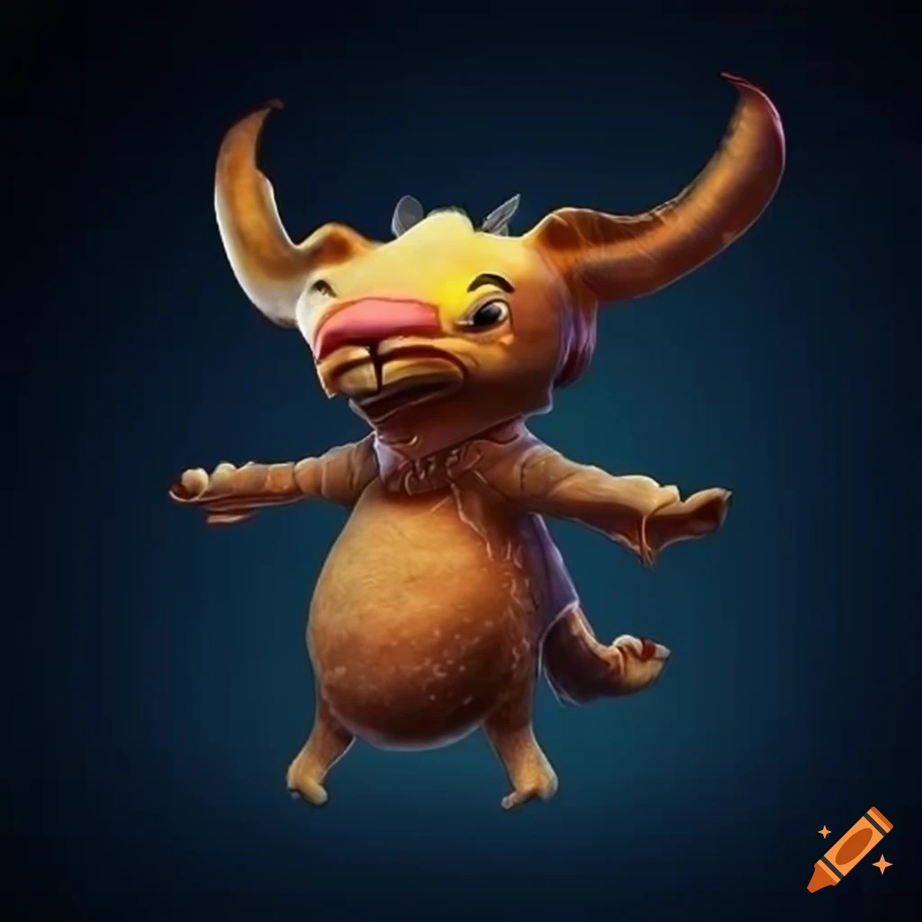 Game character depicting an unknown animal on Craiyon