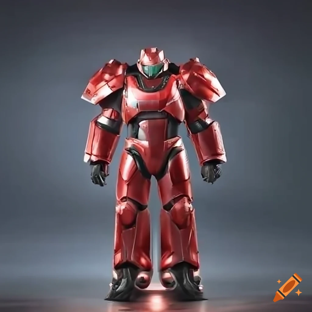 Red crystal power armor with jet pack turbines on Craiyon
