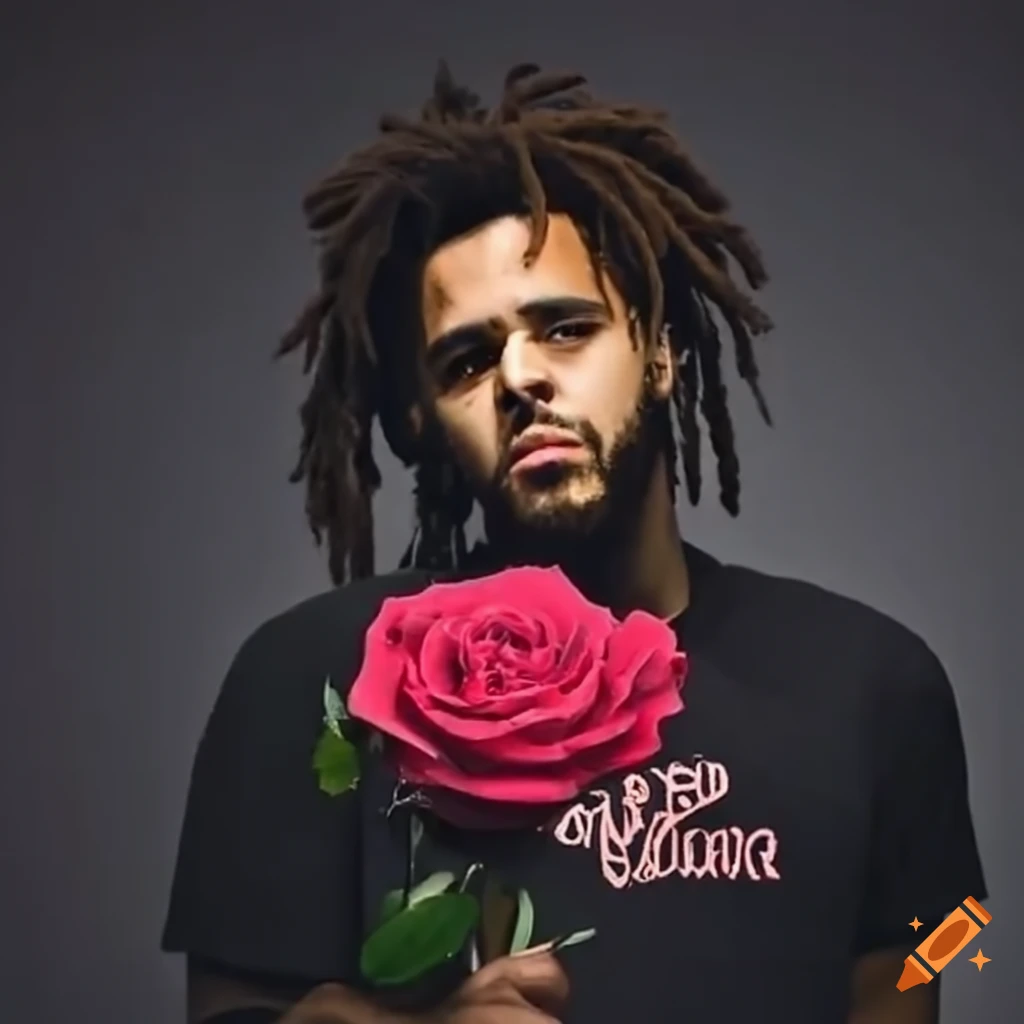 J cole holding a rose on Craiyon