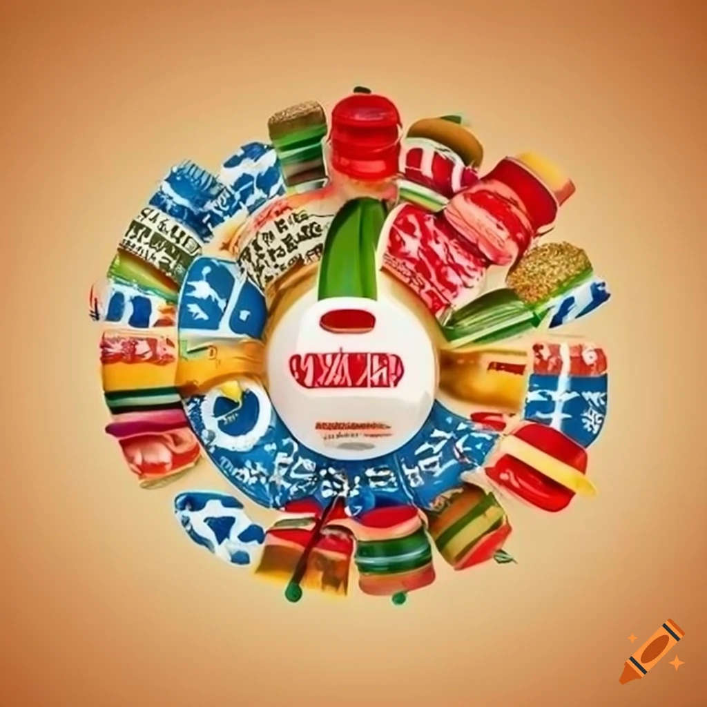 Logos of famous european food brands on a map of europe on Craiyon