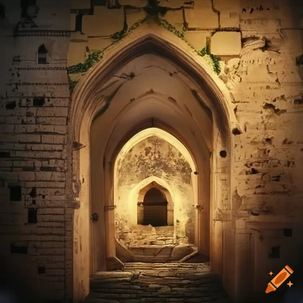 Historic map of cathar castle with hidden treasures, intricately ...