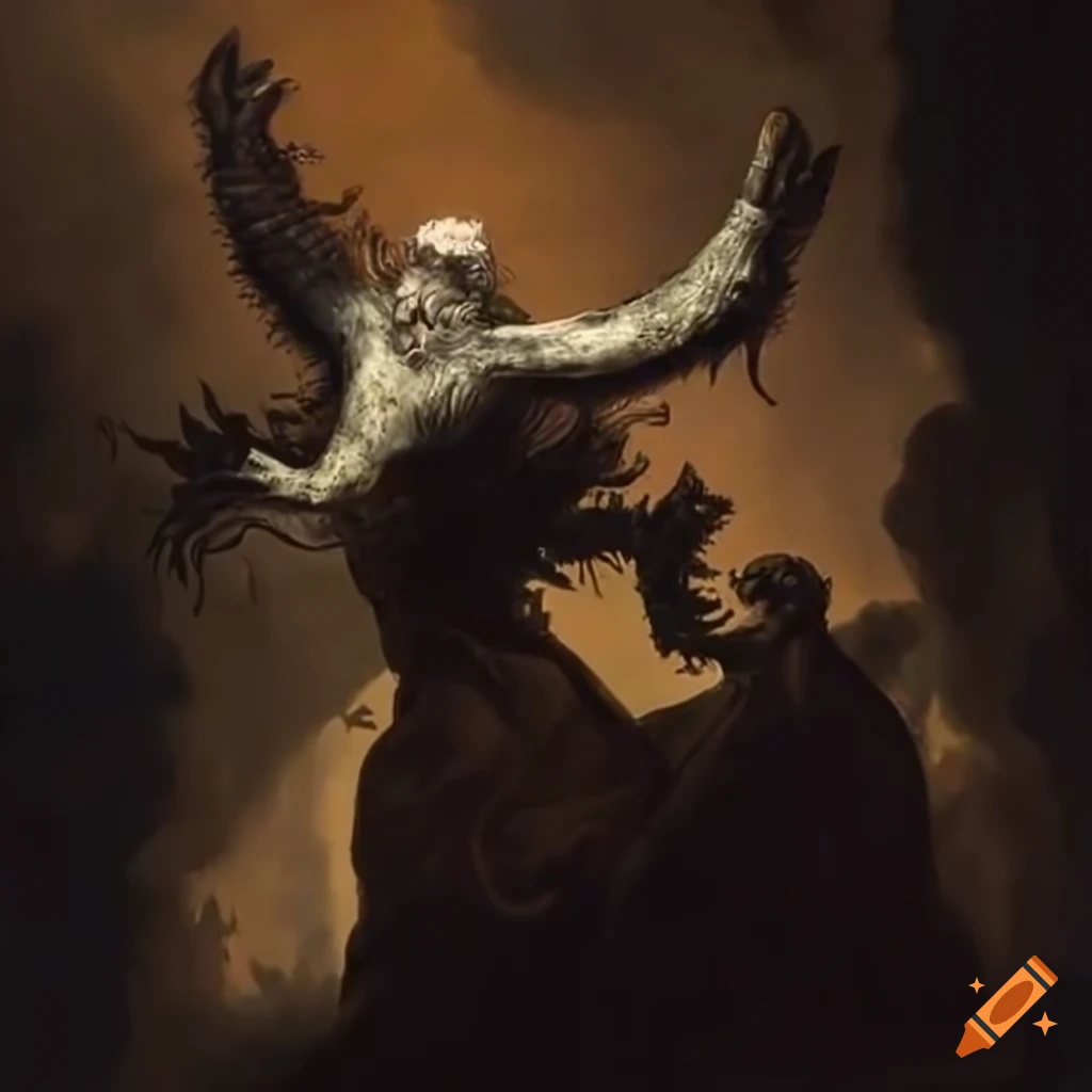 Monstrous entities rising from the abyss, embodying human fears on Craiyon