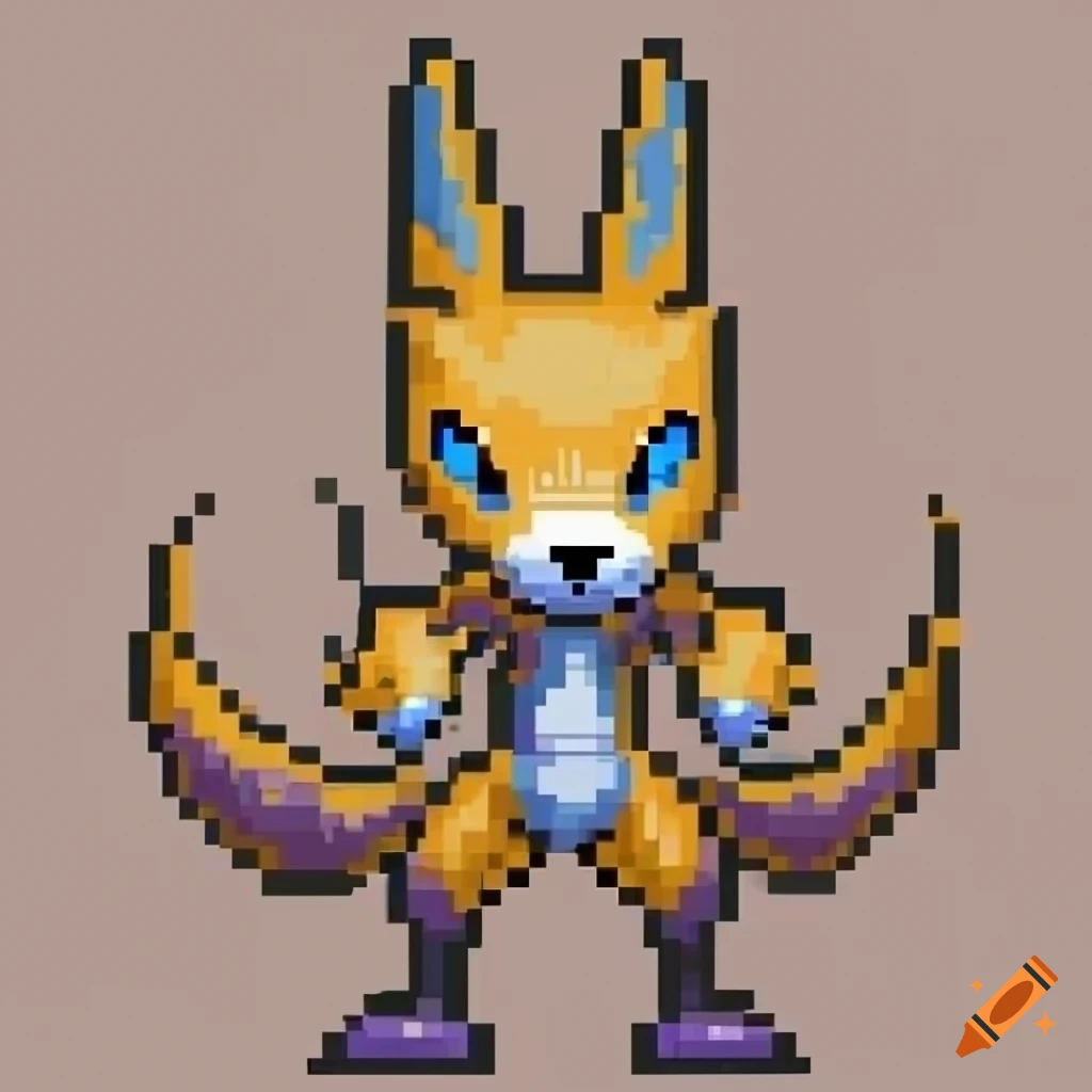 Renamon pixel art 2D sprite on Craiyon