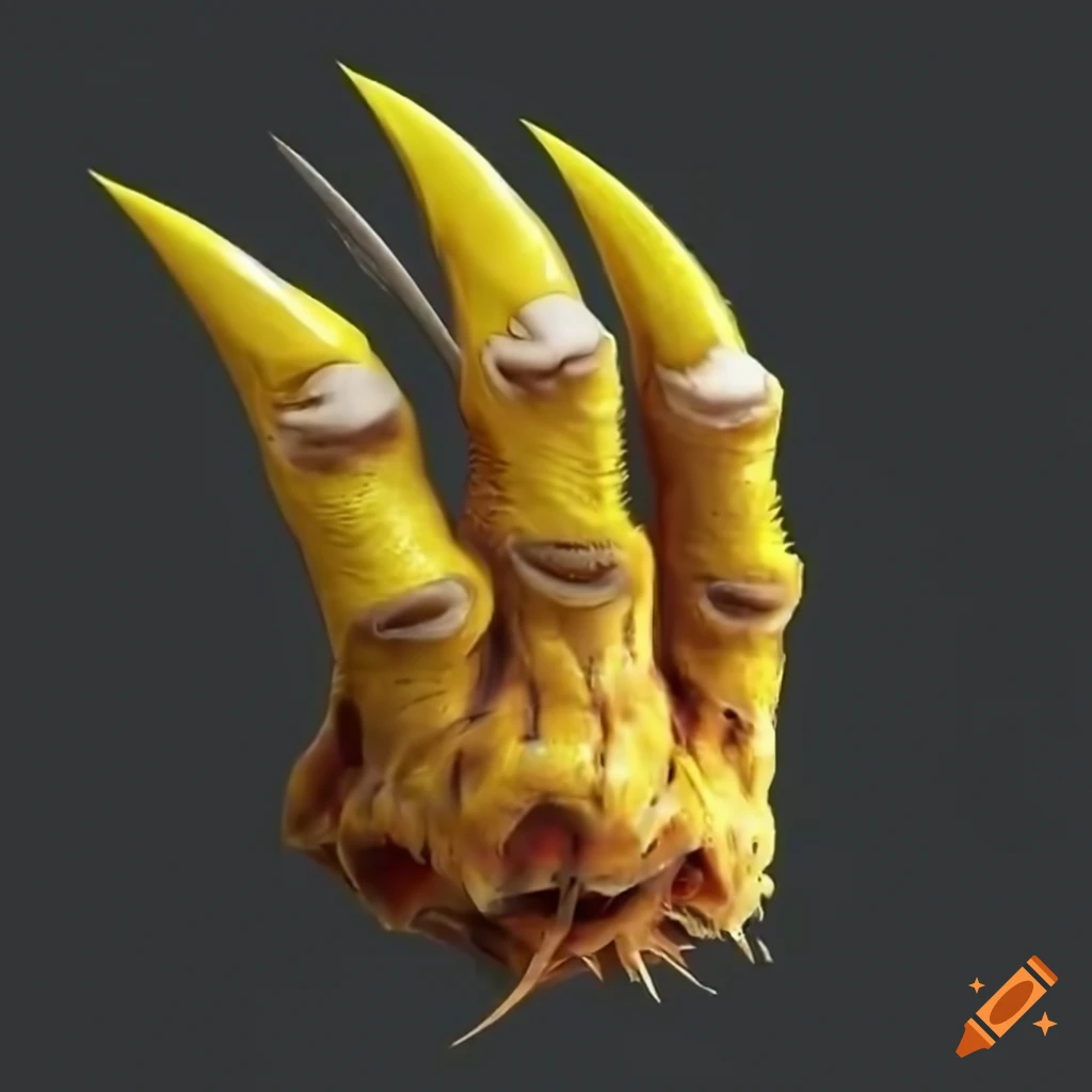 Yellow monster claws in a photorealistic style on Craiyon