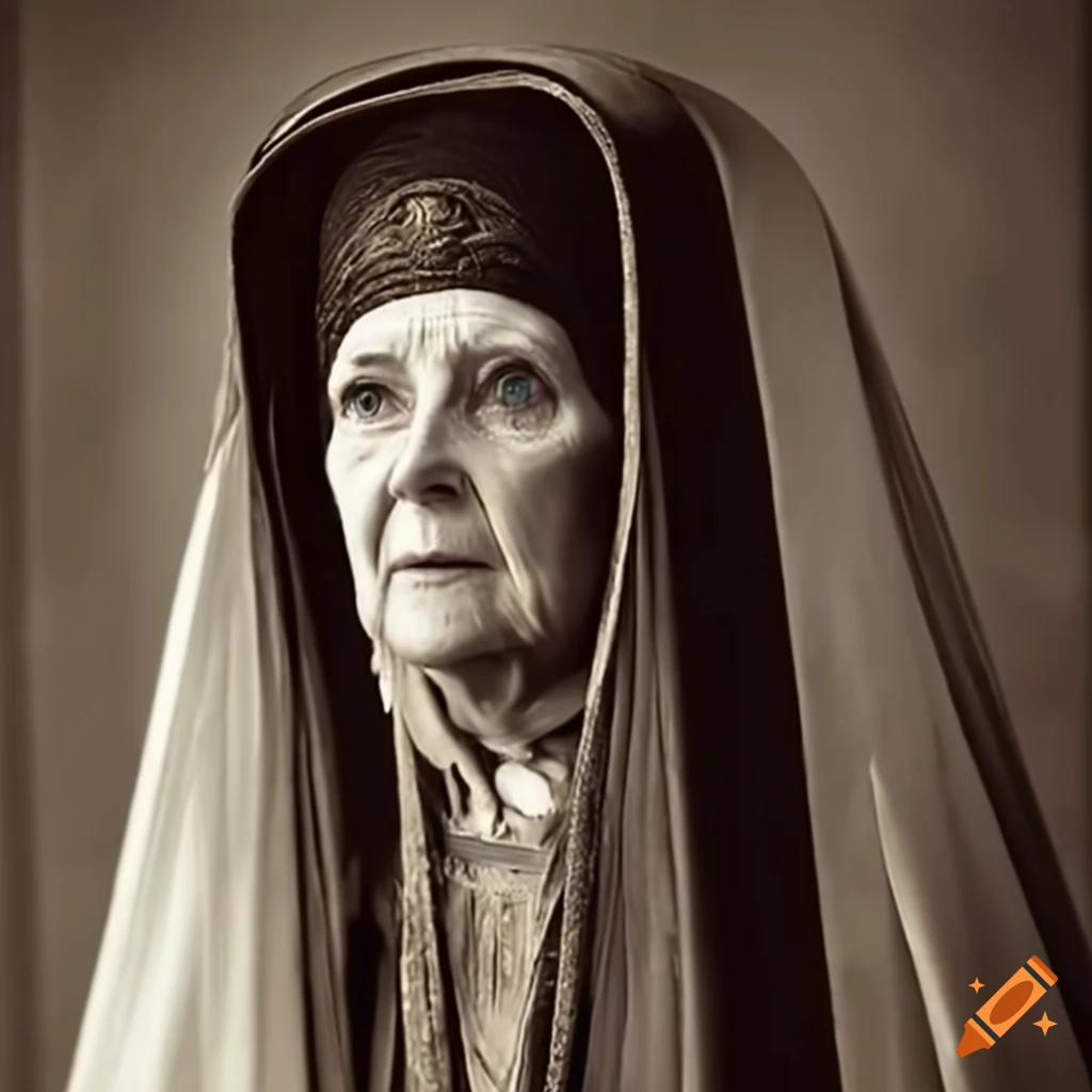 Portrait of dune's reverend mother in deep focus on Craiyon