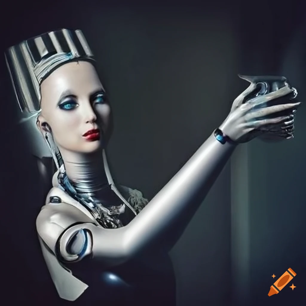 Feminine art deco robot with a sensual and pretty design on Craiyon