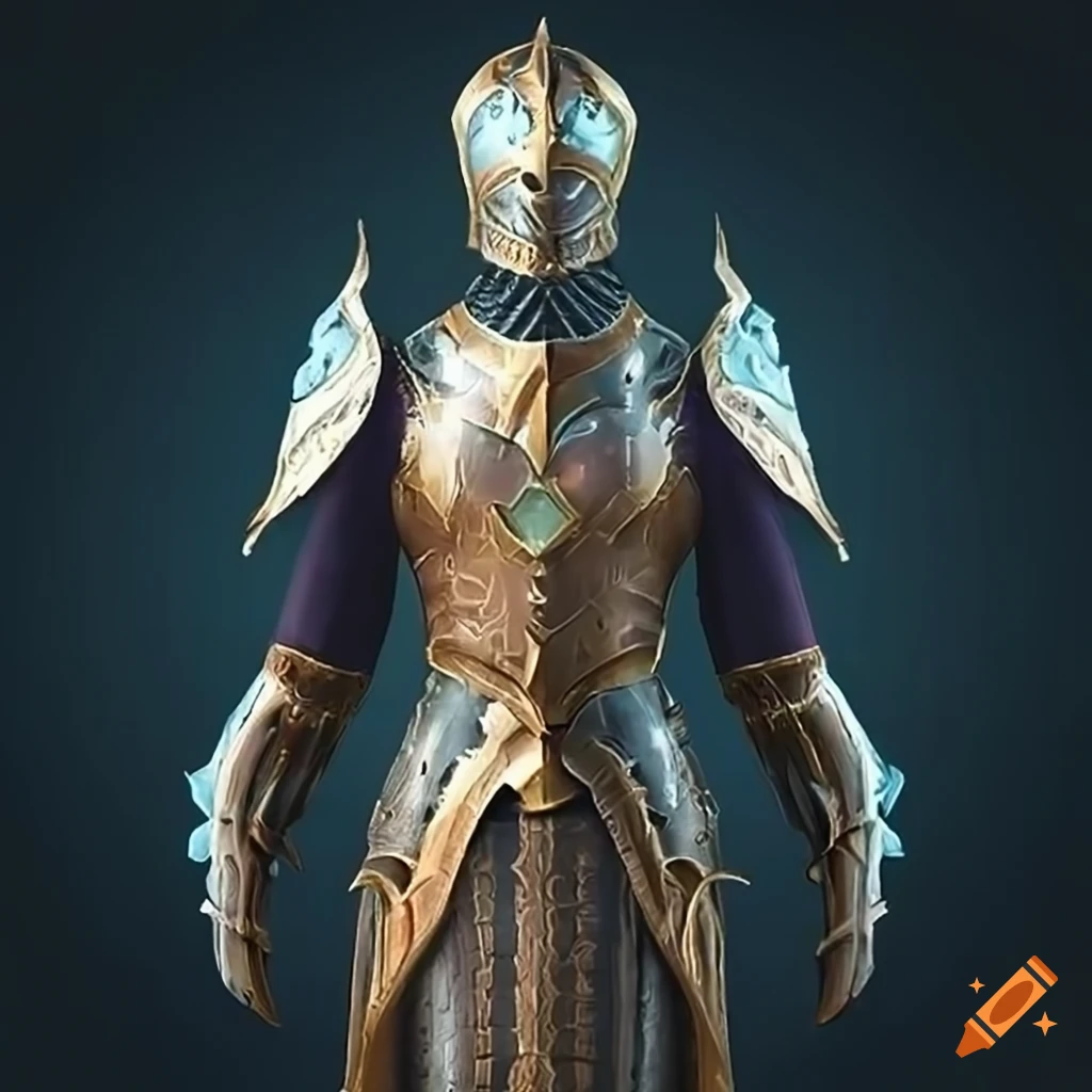 Front view of adorned magic armor on Craiyon