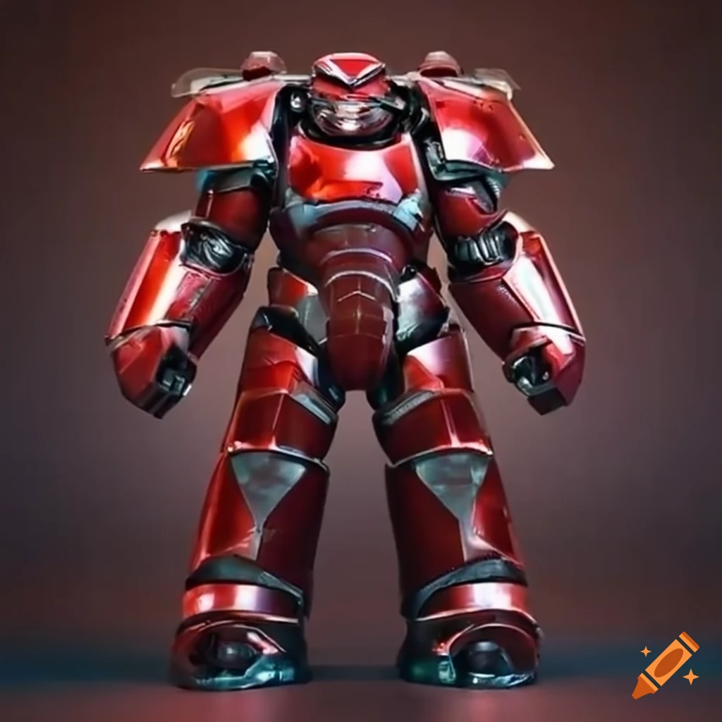 Red crystal power armor with jet pack on Craiyon