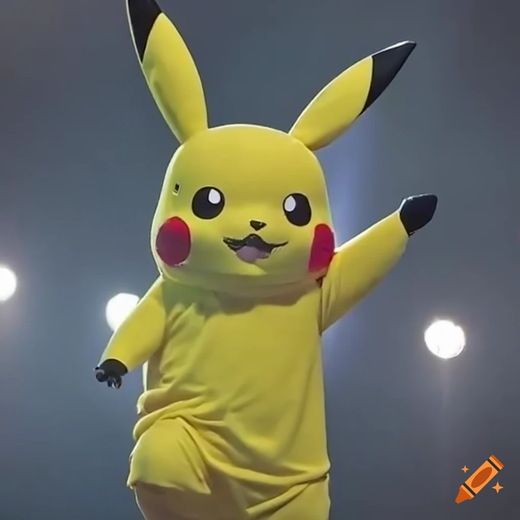 Pikachu playing an electric guitar on stage on Craiyon