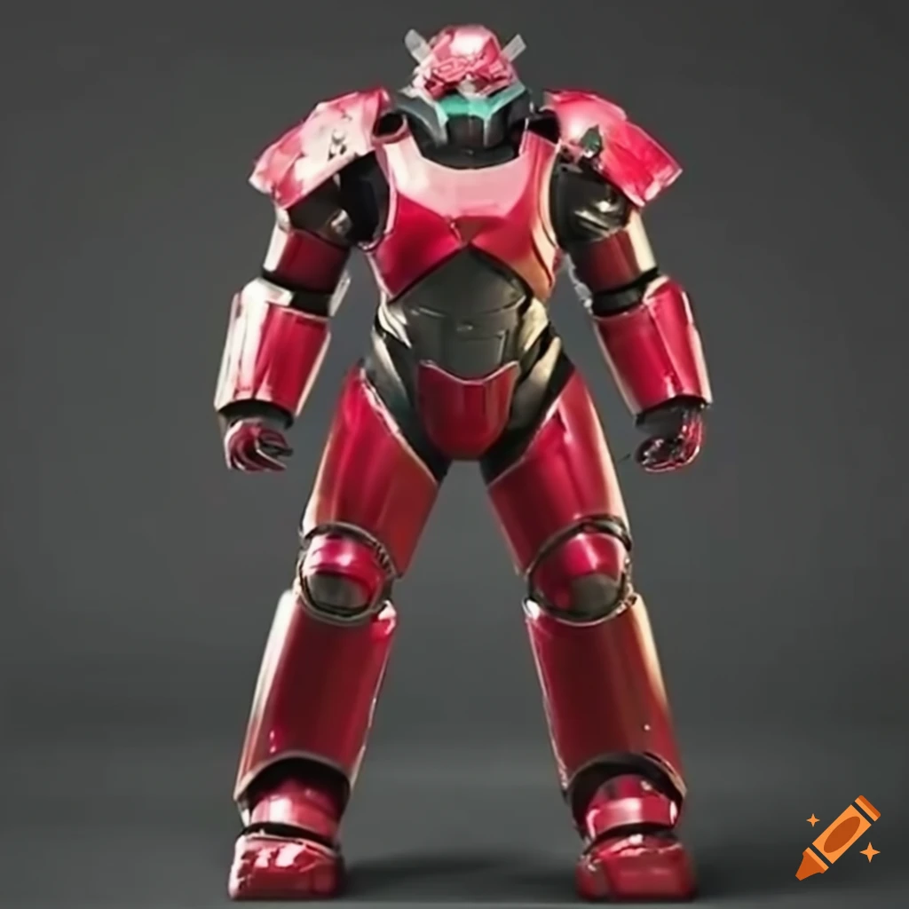 Red crystal power armor with jet pack turbines on Craiyon