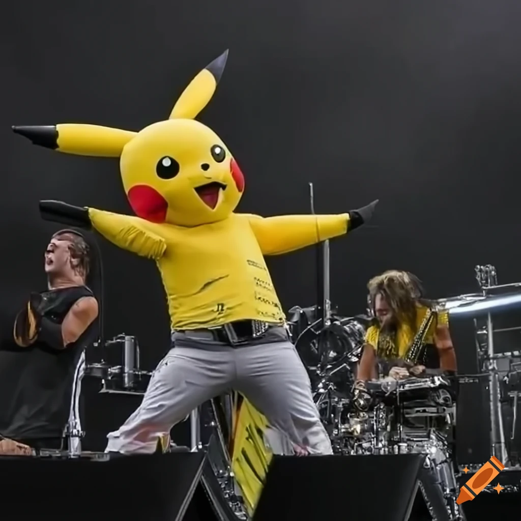 Heavy metal pikachu performing on stage on Craiyon