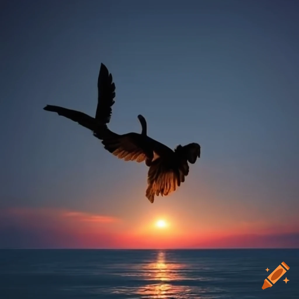 Icarus falling from the sky with a parchment against the sea on Craiyon