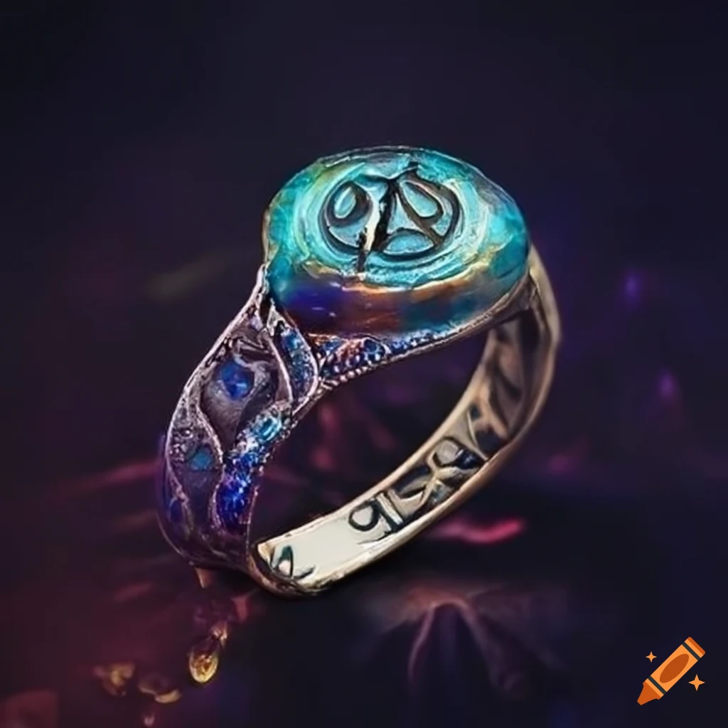 Enchanted ring with intricate runes and a magical circle on Craiyon