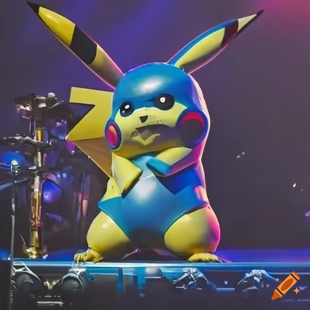 Heavy metal pikachu performing on stage on Craiyon