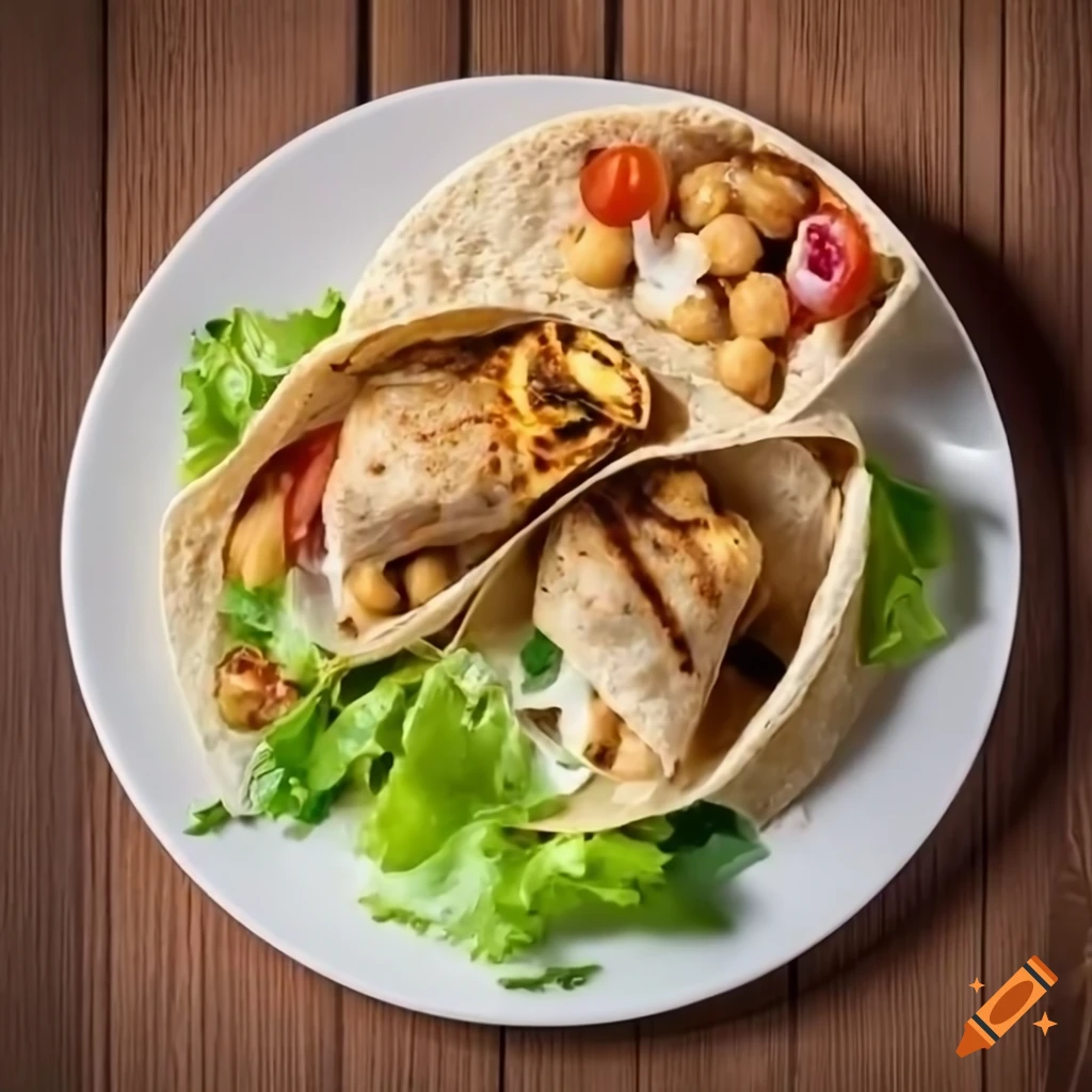 Tortilla wraps made with whole wheat Arabic bread, grilled chicken, and ...