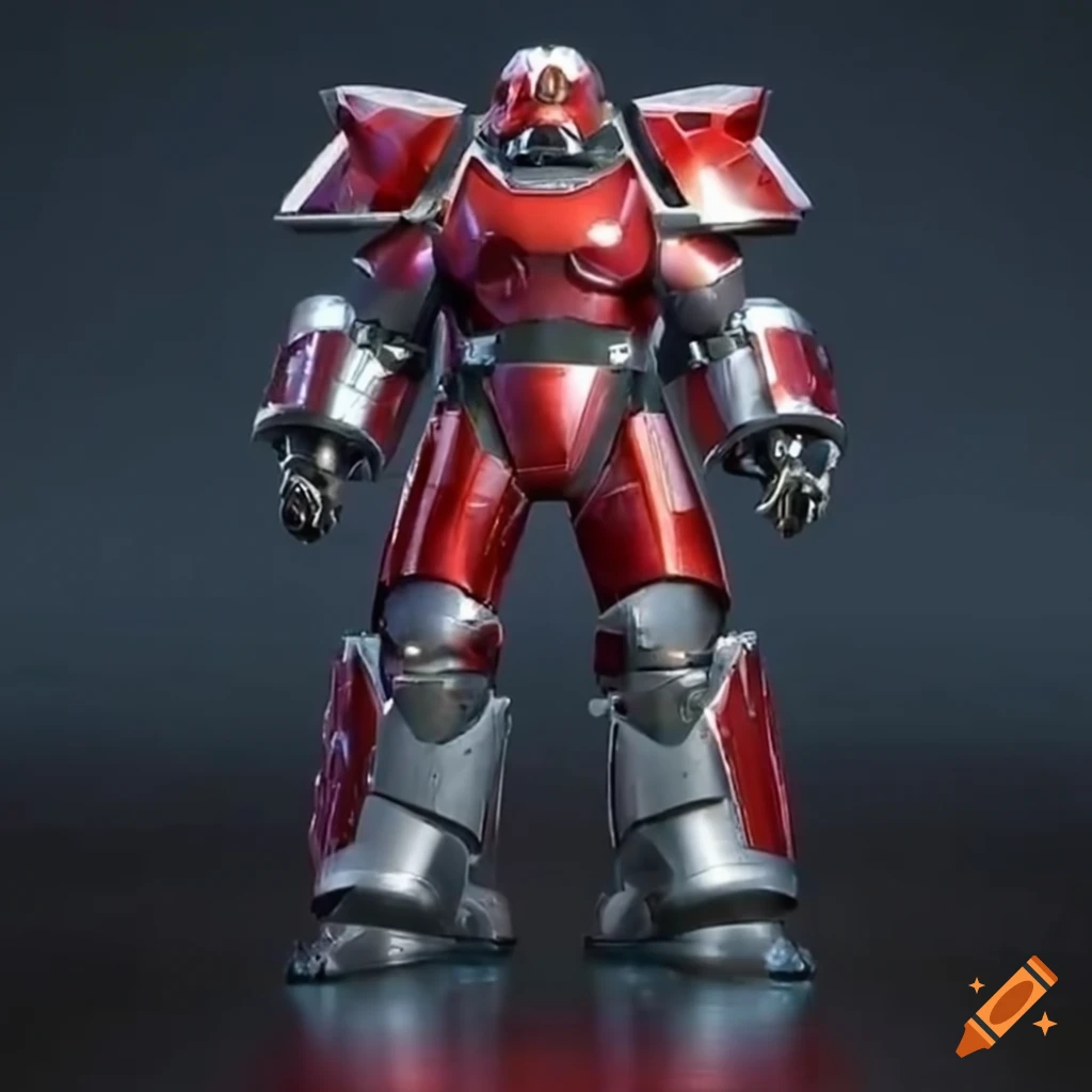 Red crystal power armor with jet pack turbines on Craiyon