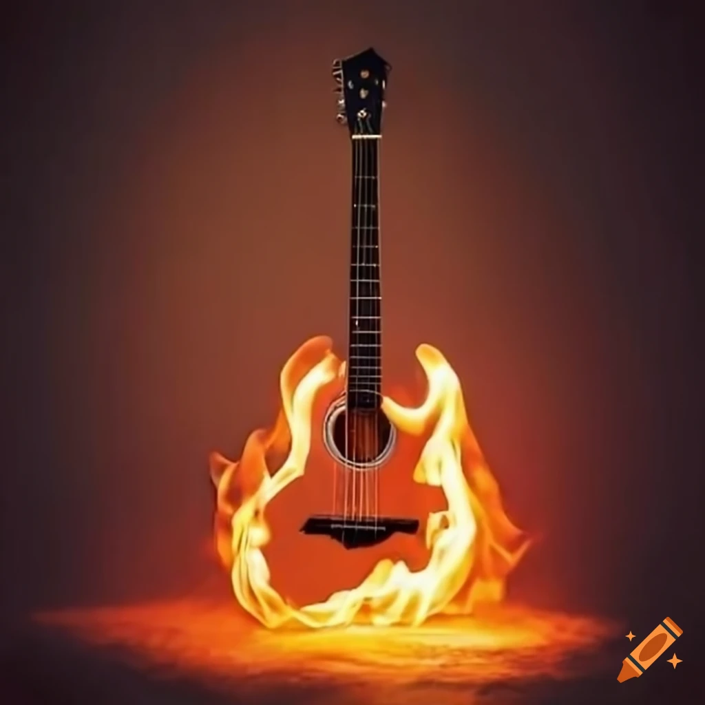 Guitar with flame design on Craiyon