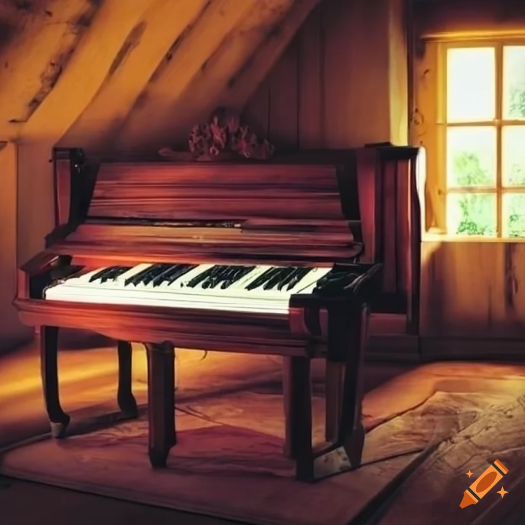 Beautiful piano in a cozy cottage on Craiyon