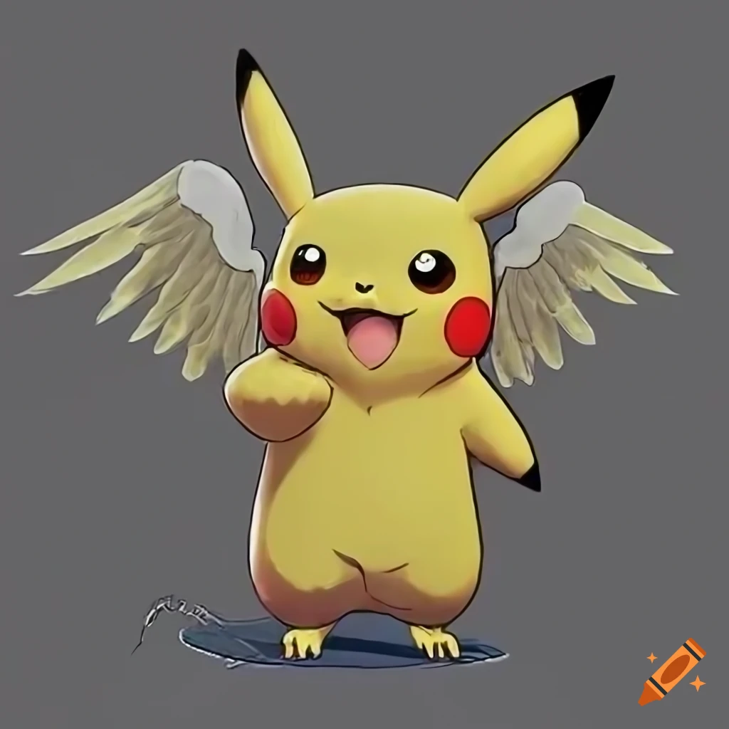 Pikachu with yellow angel wings on Craiyon