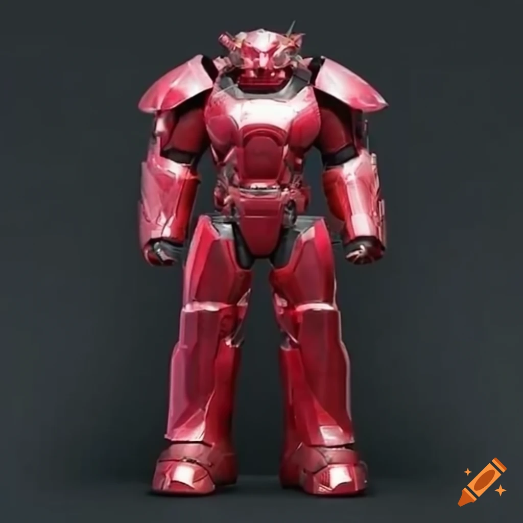 Red crystal power armor with jet pack turbines on Craiyon