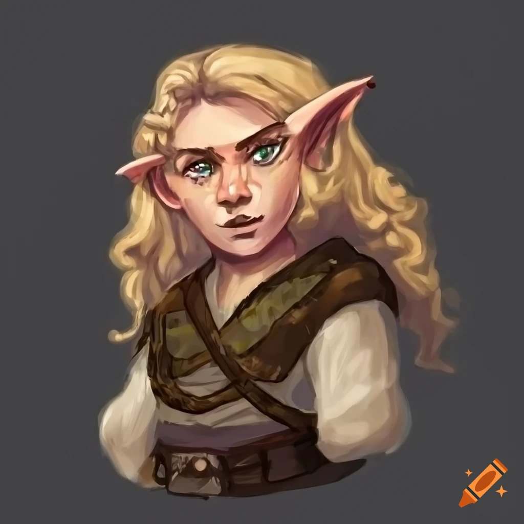 Female Gnome Ranger Character With Blonde Hair And Green Eyes From Dnd