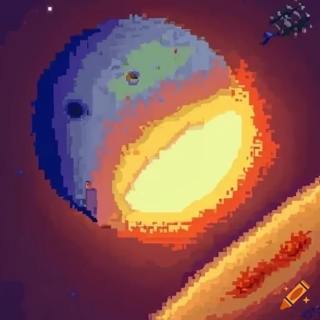 16 bit snes style solar system space map with sun and planets on Craiyon