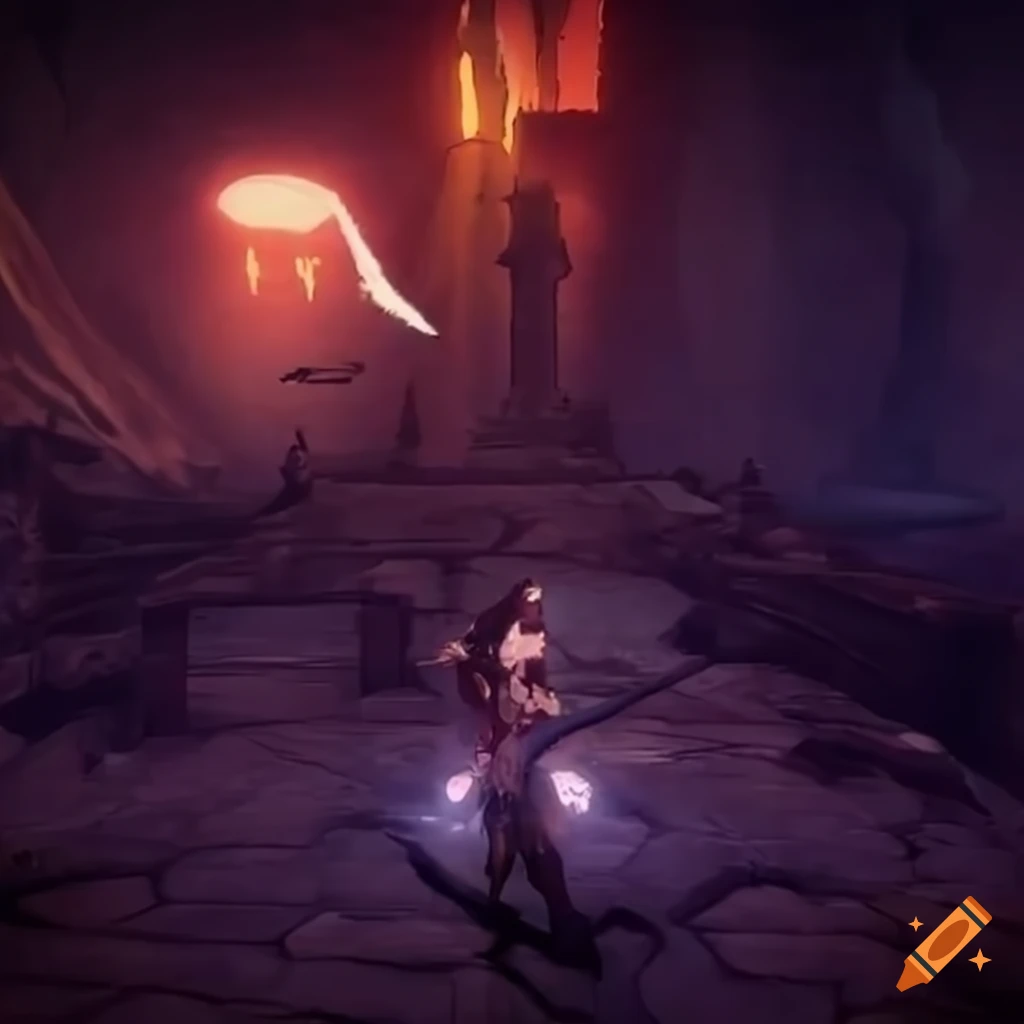 Magical fantasy-themed first person shooter game screenshot on Craiyon