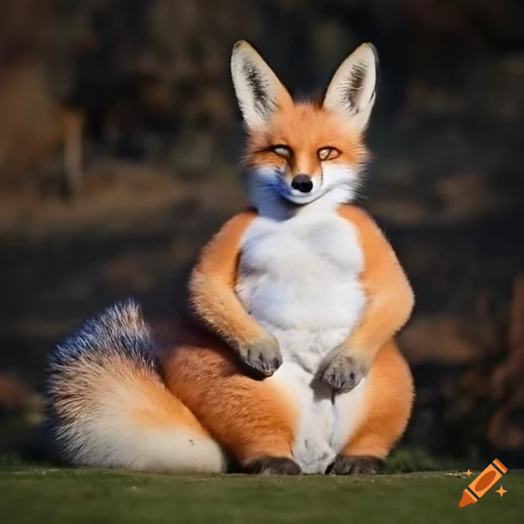 Anthro fox in curvy female form, animal photography on Craiyon